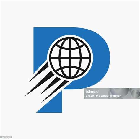 편지 P 글로벌 로고 개념 움직이는 세계 아이콘 글로벌 로고타입 심볼 벡터 템플릿 로고에 대한 스톡 벡터 아트 및 기타 이미지 로고 지도 관광객 Istock