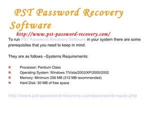 PST Password Recovery PPT IT And Internet Support Internet