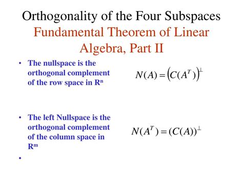 ppt lecture 11 fundamental theorems of linear algebra orthogonalily