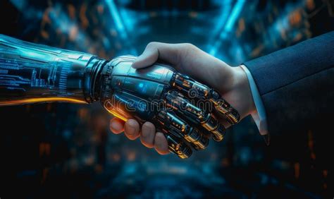 Robotic And Human Handshake Representing Ai Human Cooperation In A