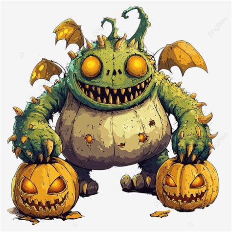 호박과 만화 괴물 캐릭터 할로윈 테마 만화 괴물 Png 일러스트 및 이미지 에 대한 무료 다운로드 Pngtree