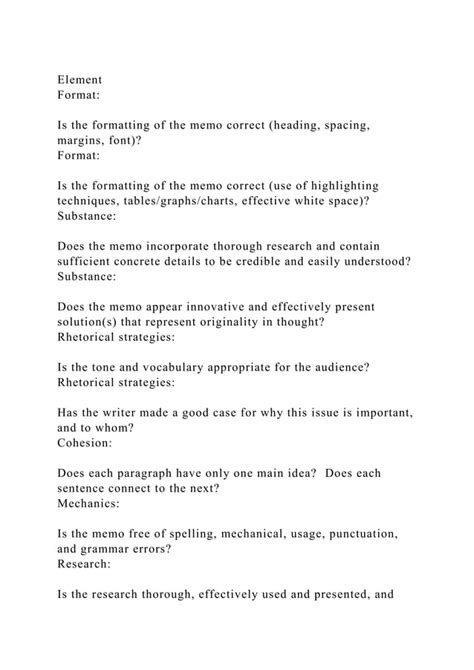 Elementformatis The Formatting Of The Memo Correct Heading Docx