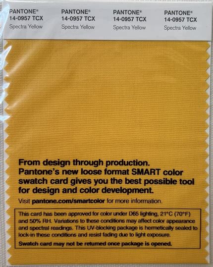 Pantone Tcx Cotton Swatch Card 14 0957 Tcx Spectra Yellow