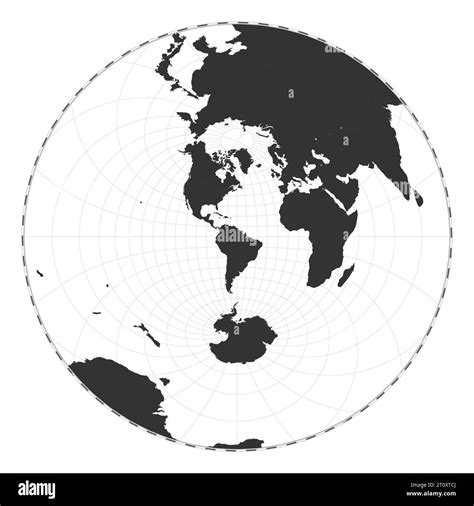 Vector World Map Airys Minimum Error Azimuthal Projection Plain World Geographical Map With