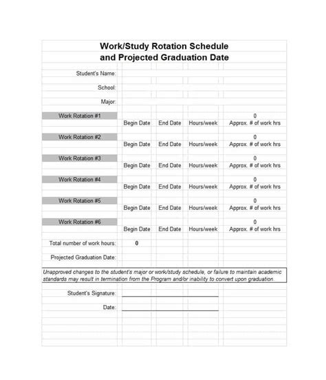 Free Printable Rotating Schedule Templates [word Excel]