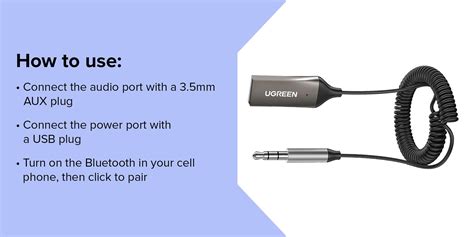 Ugreen Bluetooth Car Receiver Bluetooth Version Transmission Range M Usb To Mm