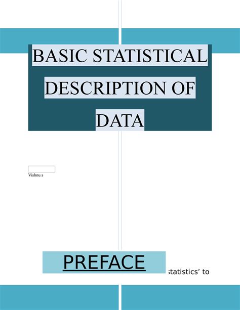 Basic Statistical Description Of Data Basic Statistical Description