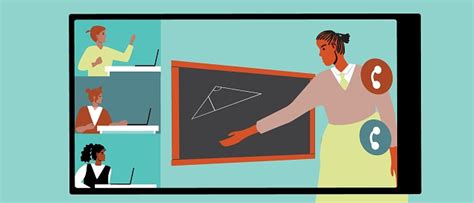 아프리카 여성 교사 온라인 기하학에 대한 강의 전자 학습 개념으로 플랫 벡터 스톡 일러스트 레이 션 가상현실에 대한 스톡 벡터 아트 및 기타 이미지 Istock