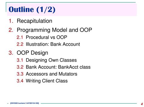 Ppt Cs1020 Lecture Note 3 Object Oriented Programming Oop Part 2