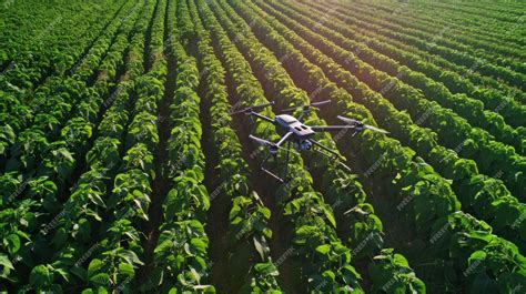 A Dynamic Shot Of The Farmer Using A Drone To Monitor Soybean Crop Health From Above Premium