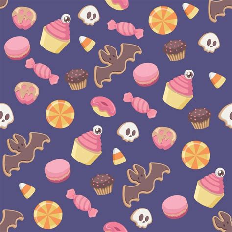 할로윈 속임수와 원활한 패턴 또는 과자 치료 프리미엄 벡터