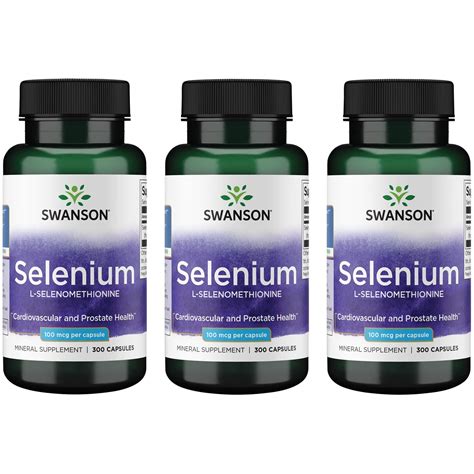 Swanson Selenium L Selenomethionine 100 Mcg 300 Caps 3 Pack