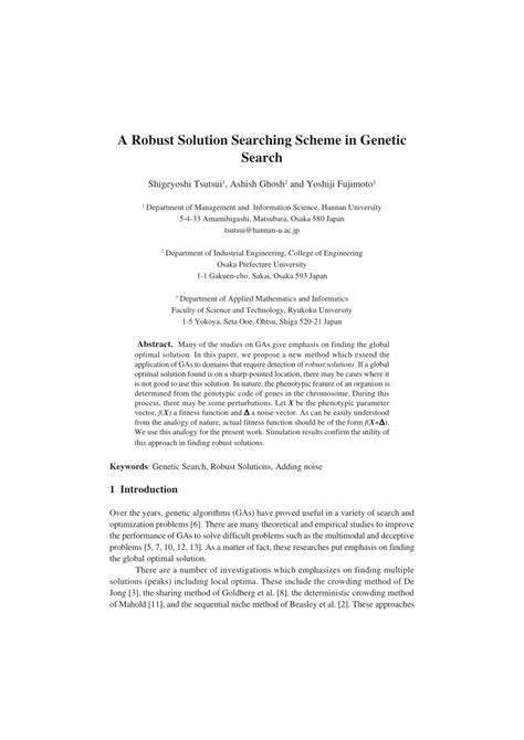 Pdf A Robust Solution Searching Scheme In Genetic Search