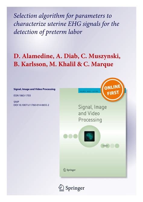 Pdf Selection Algorithm For Parameters To Characterize Uterine Ehg