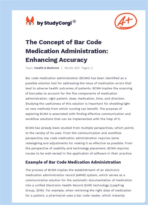 The Concept Of Bar Code Medication Administration Enhancing Accuracy Free Essay Example