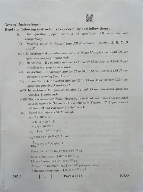Cbse Class 12 Physics Board Exam 2023 Full Question Paper India Today