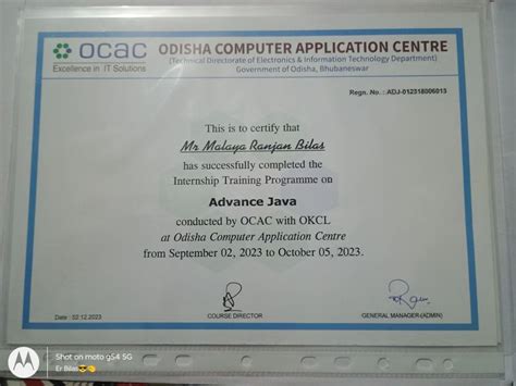 Im Happy To Doing My Internship At Ocac Odisha Computer Application Centre And Get My