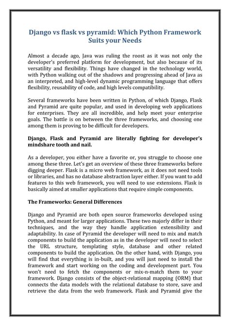 Ppt Django Vs Flask Vs Pyramid Which Python Framework Suits Your