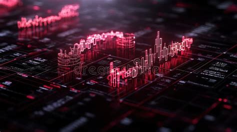 A Futuristic Digital Interface Displaying Glowing Red Data Charts And Graphs Representing