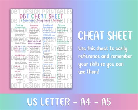 DBT Bundle Diary Card Cheat Sheet Positive Affirmations Etsy Canada