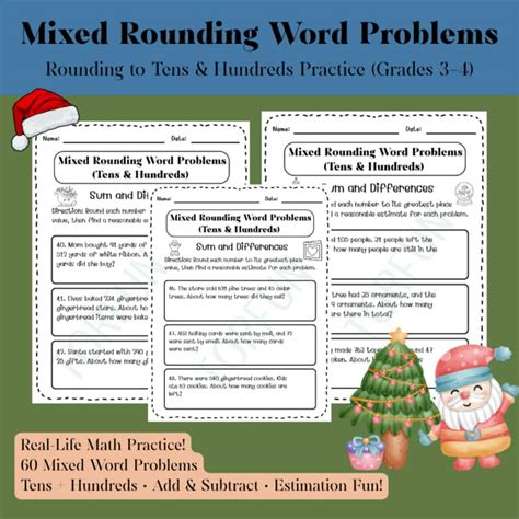 Mixed Rounding Word Problems Tens And Hundreds Estimation Practice