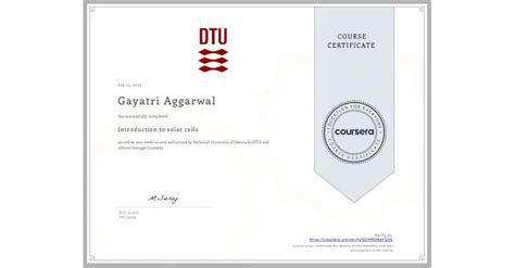 Gayatri Aggarwal On Linkedin Completion Certificate For Introduction To Solar Cells