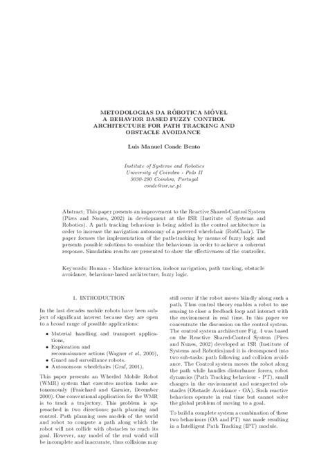 Pdf A Behavior Based Fuzzy Control Architecture For Path Tracking And