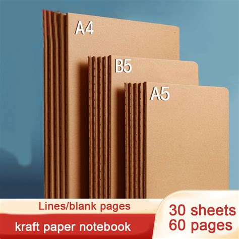 A B A Kraft Paper Cover Notebook Sheets Blank Inside Pages Horizontal Line Type Babe