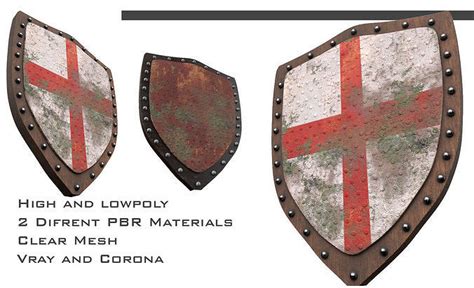 3d Model Crusader Shield Vr Ar Low Poly Cgtrader