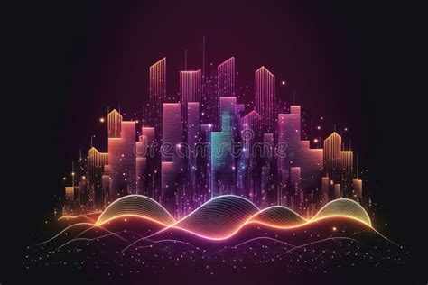 Abstract Smart City Wave Line Design Big Data Technology Generative