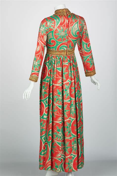 Oscar De La Renta Gold Trim Brocade Dress 1960s For Sale At 1stdibs