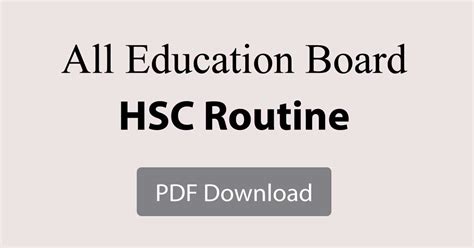 Hsc Routine 2025 Pdf Download All Education Board Result News 24