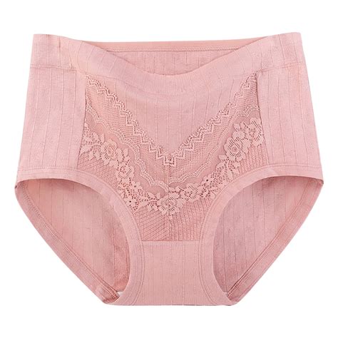 Virmaxy Womens Oversized Period Underwear Panties Solid Lace Plus Size