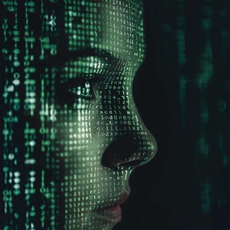 Premium Photo A Womans Face With Binary Code Generative Ai