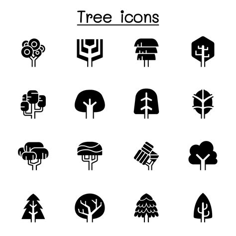 Tree Icon Set Vector Illustration Graphic Design Vector Art At