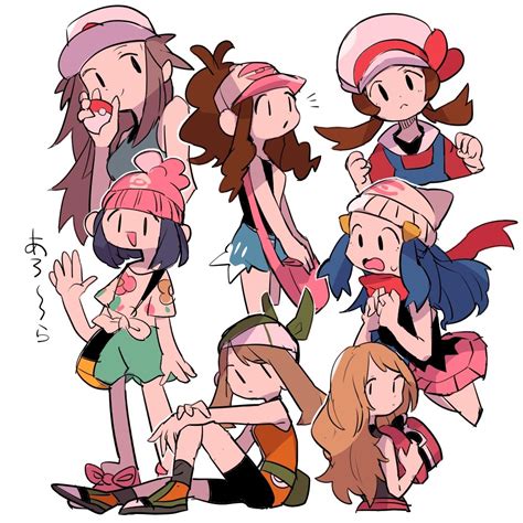 Gogeyama Dawn Pokemon Hilda Pokemon Leaf Pokemon Lyra