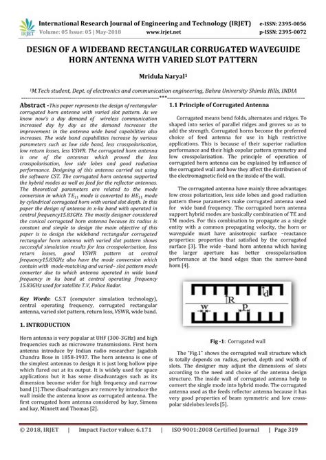 Pdf Design Of A Wideband Rectangular Corrugated Waveguide … · 2 1 Design Of Waveguide Port The
