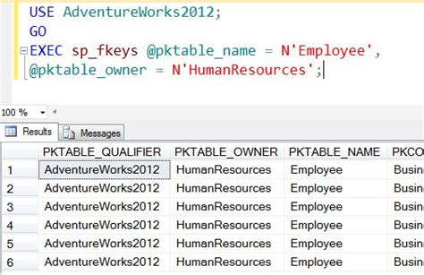 Sql Server Listing Foreign Key Relationships Of Table With Stored Procedure Spfkeys Sql