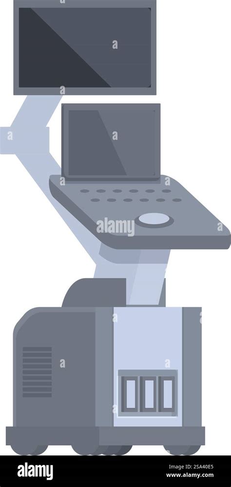 Vector Graphic Of A Contemporary Ultrasound Machine With Monitor And Keyboard Modern Diagnostic