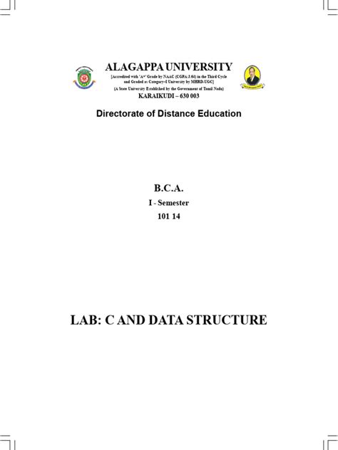Ug Bca Computer Applications 101 14 Lab C And Data Structure