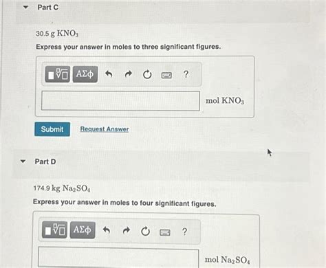Solved How Many Moles Of Molecules Or Formula Units Are In