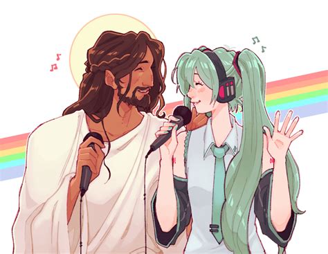 Hatsune Miku And Jesus Vocaloid And More Drawn By Captainharlock Danbooru