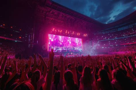 Exciting Concert Performance Stadium Venue Live Event Night Atmosphere Audience Perspective