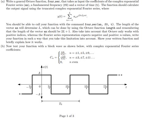 Solved 1 Write A General Octave Function Fourser That