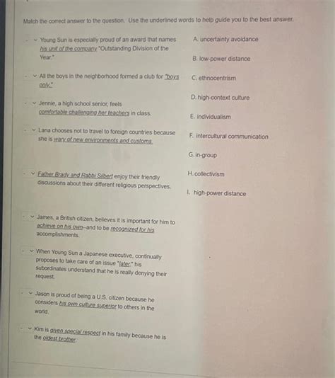 Match The Correct Answer To The Question Use The Chegg Com