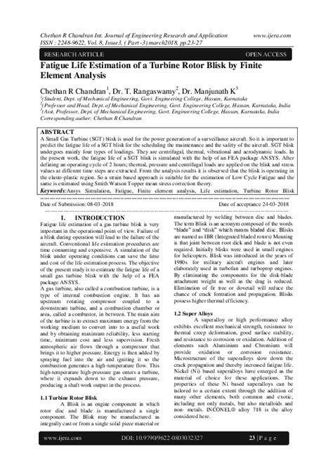 Pdf Fatigue Life Estimation Of A Turbine Rotor Blisk By Finite