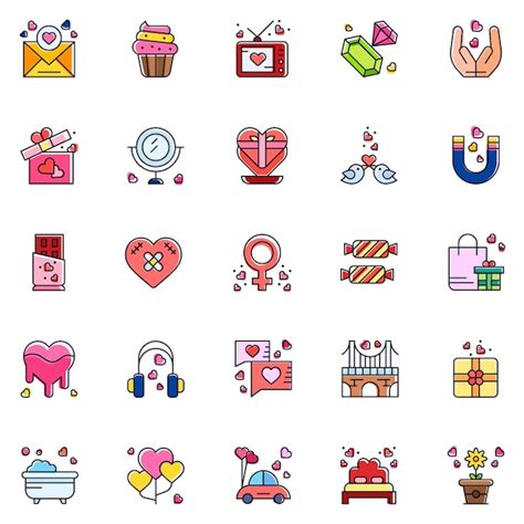 우정 아이콘 벡터 일러스트 레이 션의 집합 프리미엄 벡터