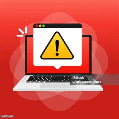 Laptop Warning Sign Computer Alert Danger Exclamation Mark Vector Illustration Stock