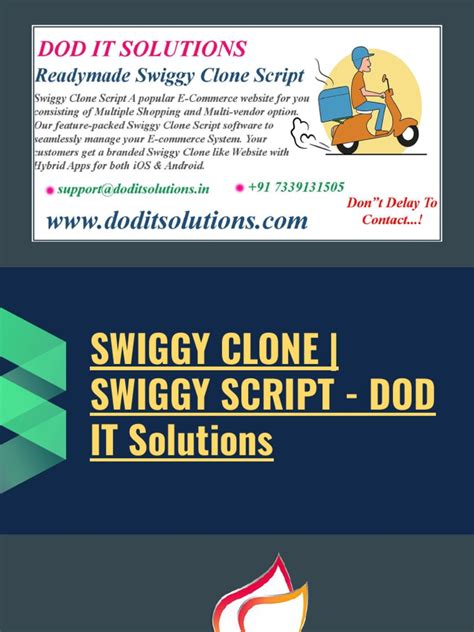 Readymade Best Swiggy Clone Script Dod It Solutions Pdf Software Software Development