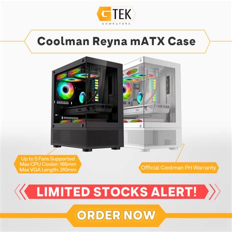Coolman Reyna Tempered Glass Matx Gaming Case Black White Lazada Ph